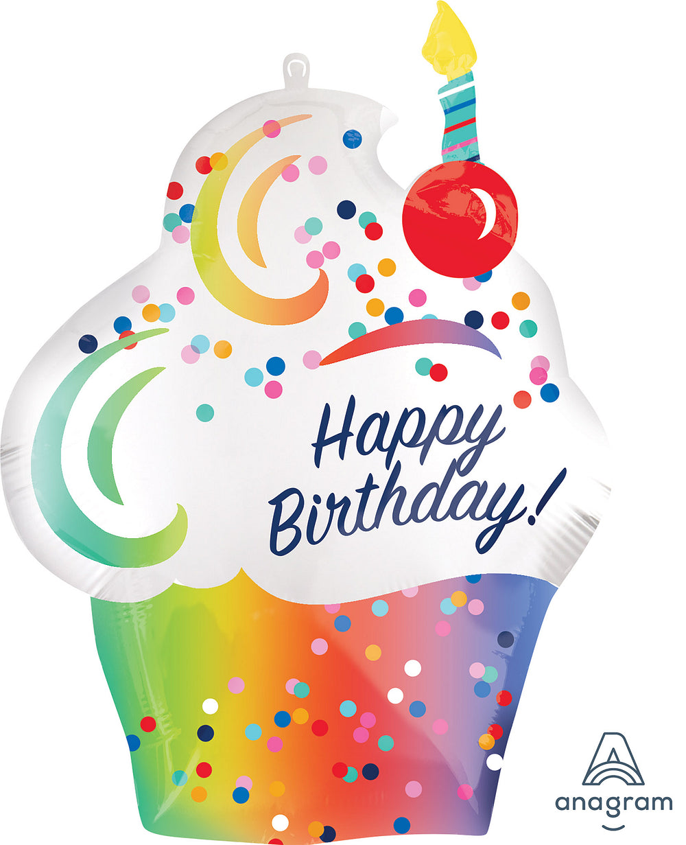 Happy Birthday Cupcake Balloon (27 Inch) – Charleston Balloon