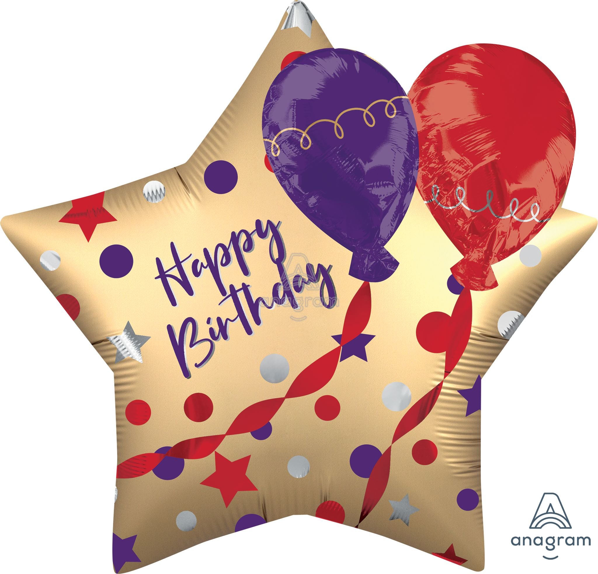Satin Happy Birthday Star Balloon 28 Inch