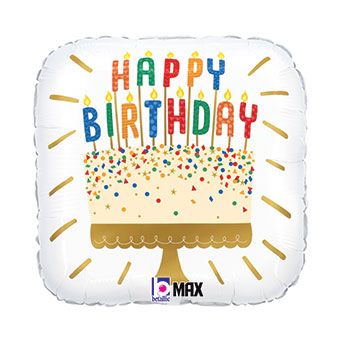 Square Birthday Cake Candles Balloon (18 Inch)