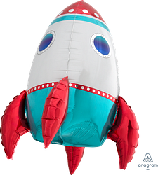 Air-Filled Rocket Ship Table Foil Balloon